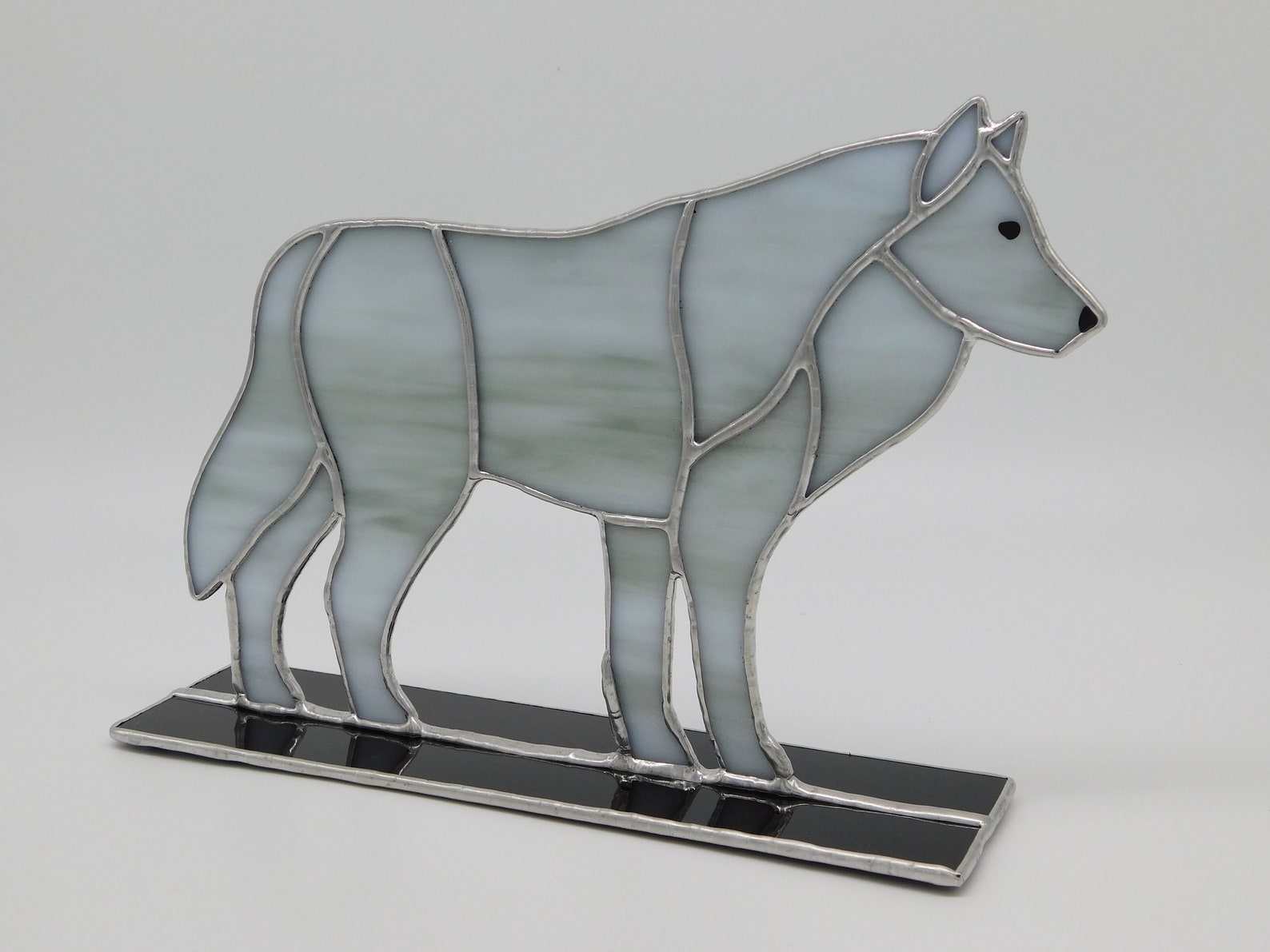 Large Stained Glass Wolf on Glass Base Glass Ornament Gift/home Decor ...