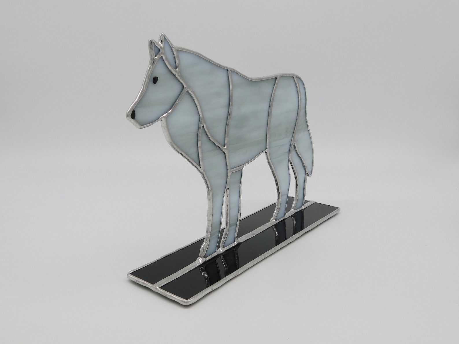 Large Stained Glass Wolf on Glass Base Glass Ornament Gift/home Decor ...