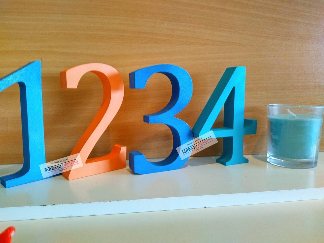 Freestanding Wooden Numbers, Standing Numbers, 3 Numbers Multipack ...