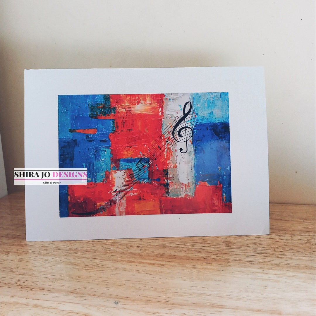 Music Notes Art Print A5 Card Size Art With Treble Clef and - Etsy