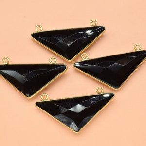 Black Onyx 16x35mm Triangle Shape Connectors,double Loop Pendants,onyx ...