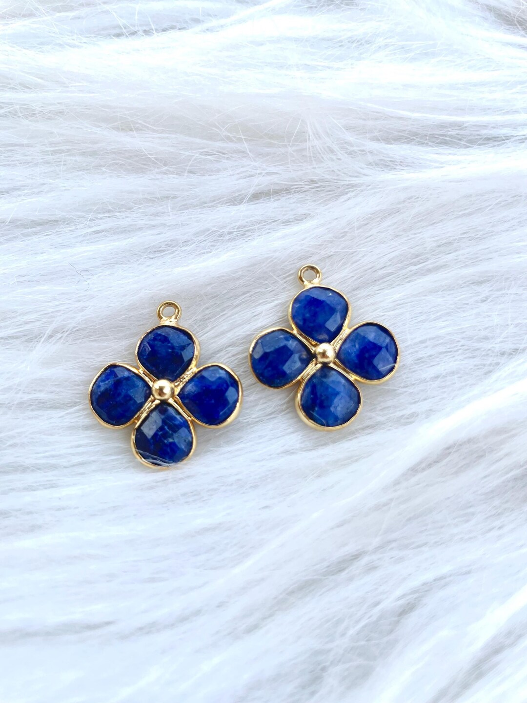 Gemstone Blue Sapphire Charms Pendant/gold Plated Jewelry/heart Shape ...