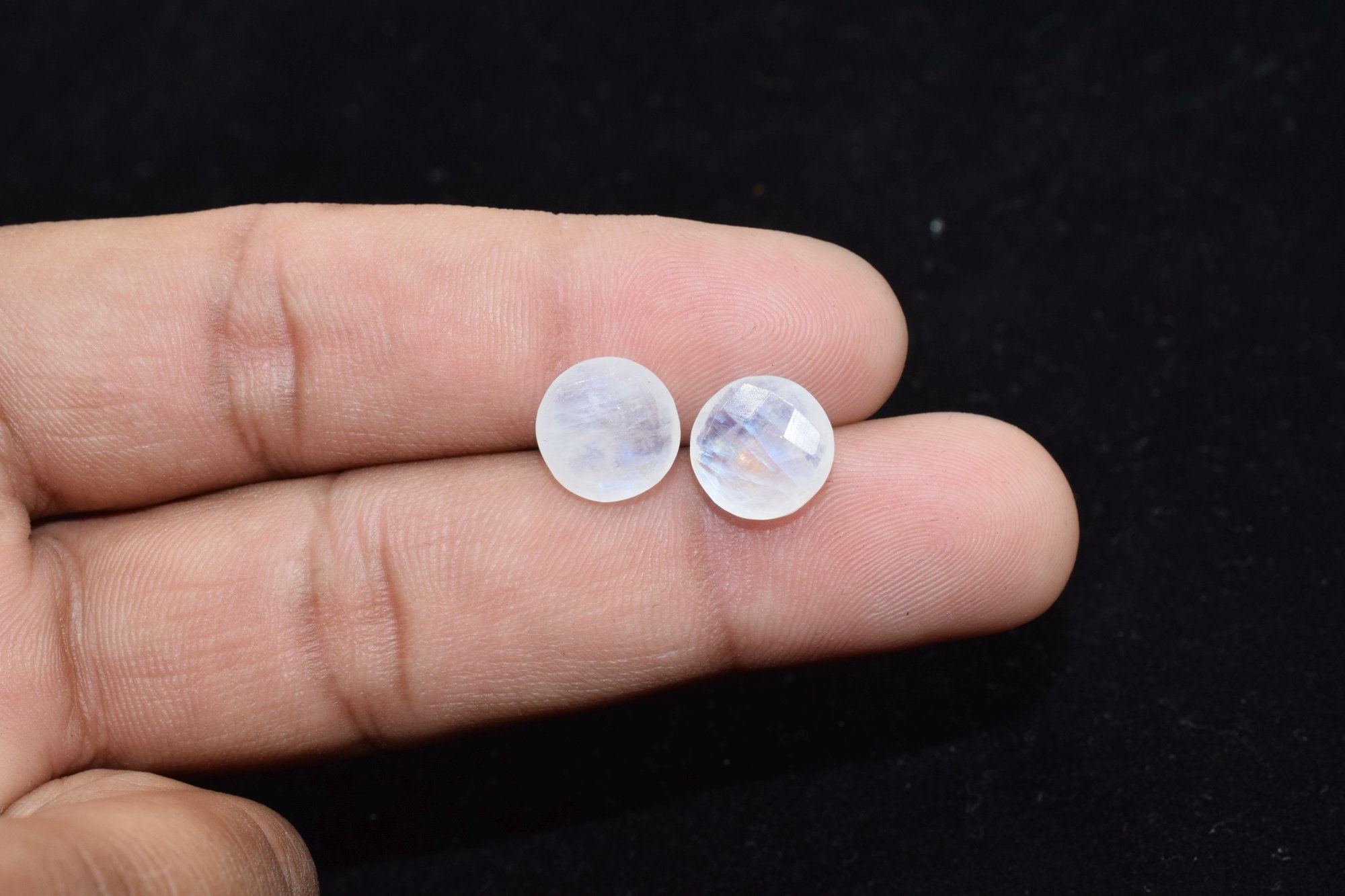 Moonstone 10mm Coin Faceted Beadsrainbow Moonstone Coins - Etsy