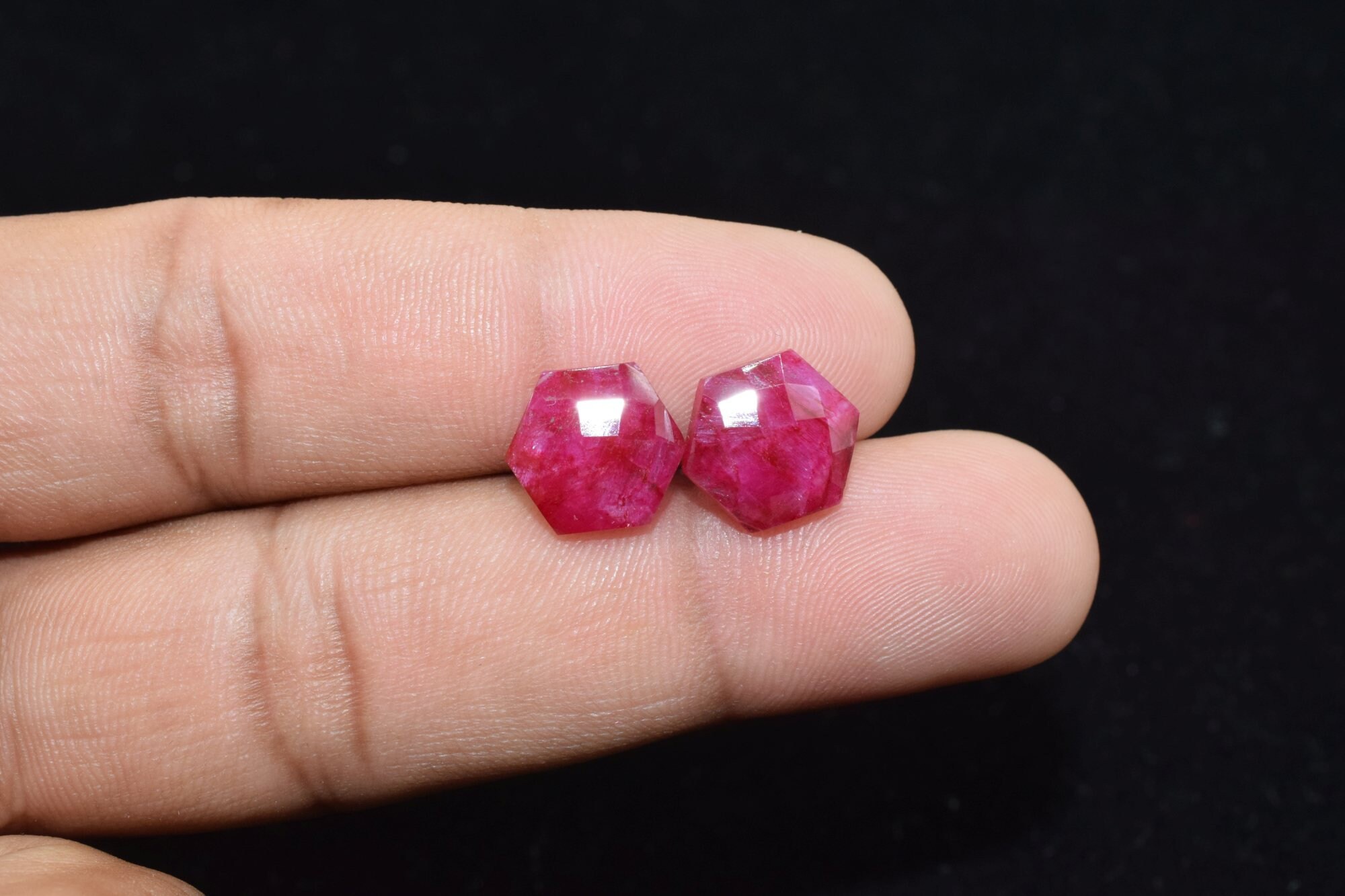 Natural Ruby Gemstone Hexagon Beadsgenuine Ruby - Etsy