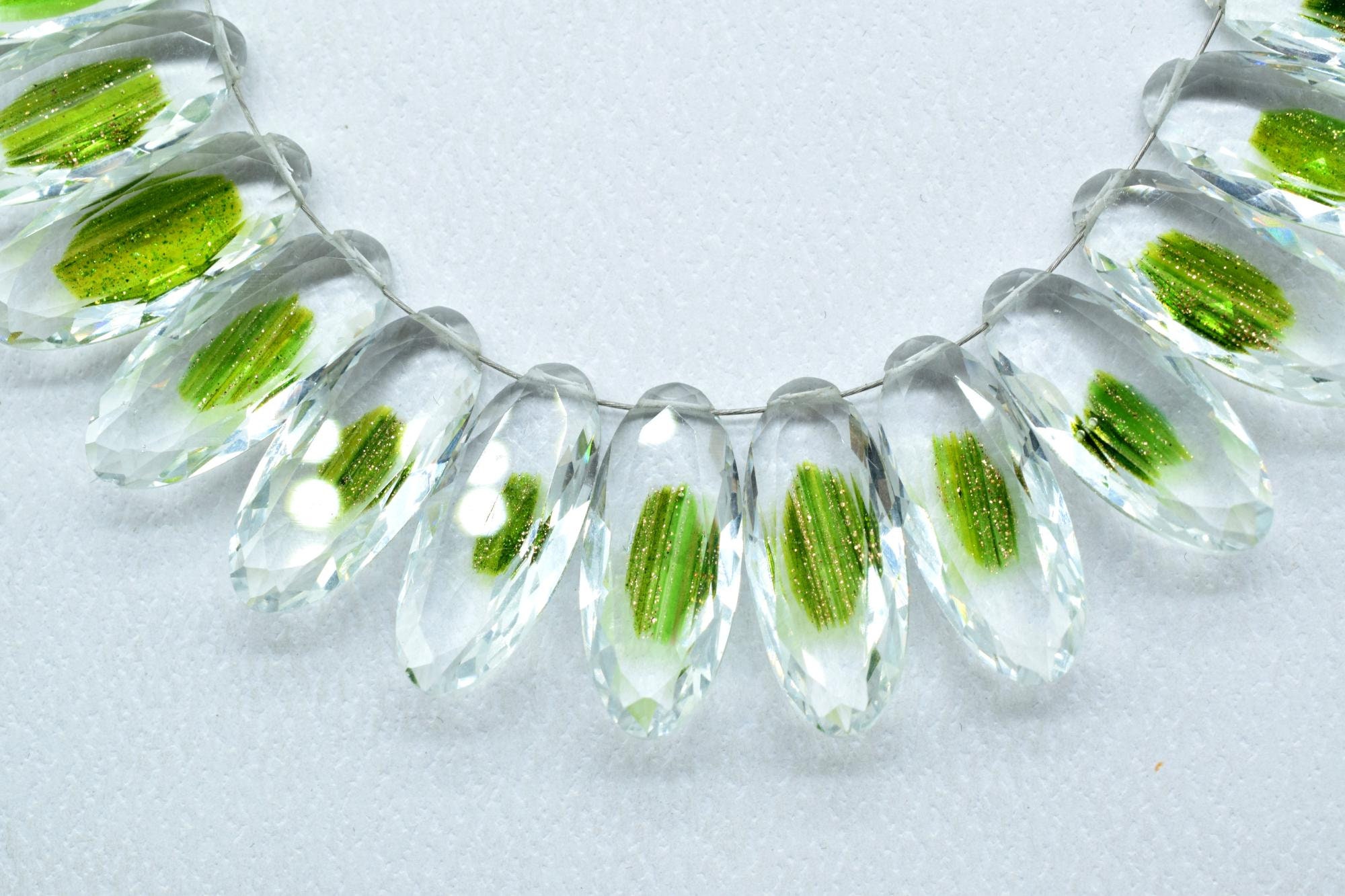 Green Crystal Doublet 9x21mm Long Oval Beadsjewelry Making - Etsy