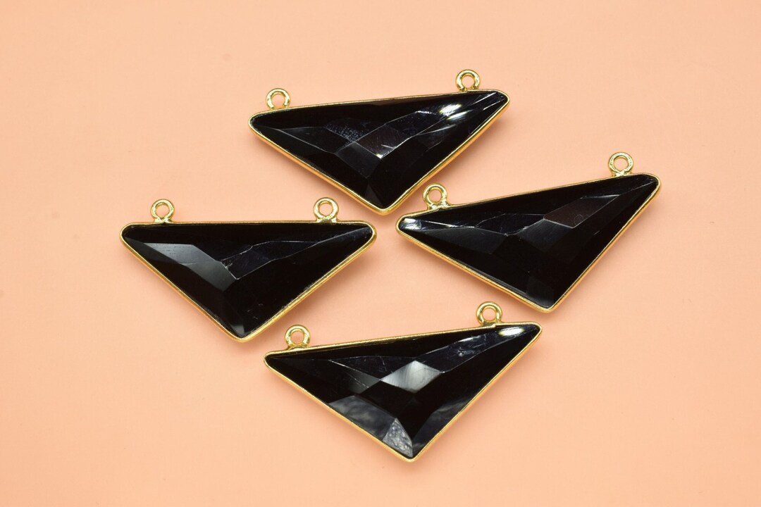 Black Onyx 16x35mm Triangle Shape Connectors,double Loop Pendants,onyx ...