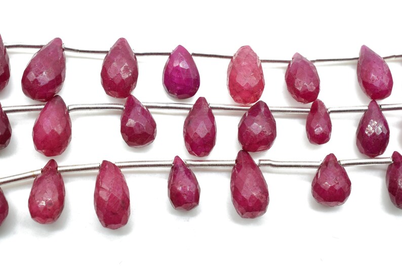Ruby Drop Briolettes,ruby Drops Strand,jewelry Making Beads,supplies ...