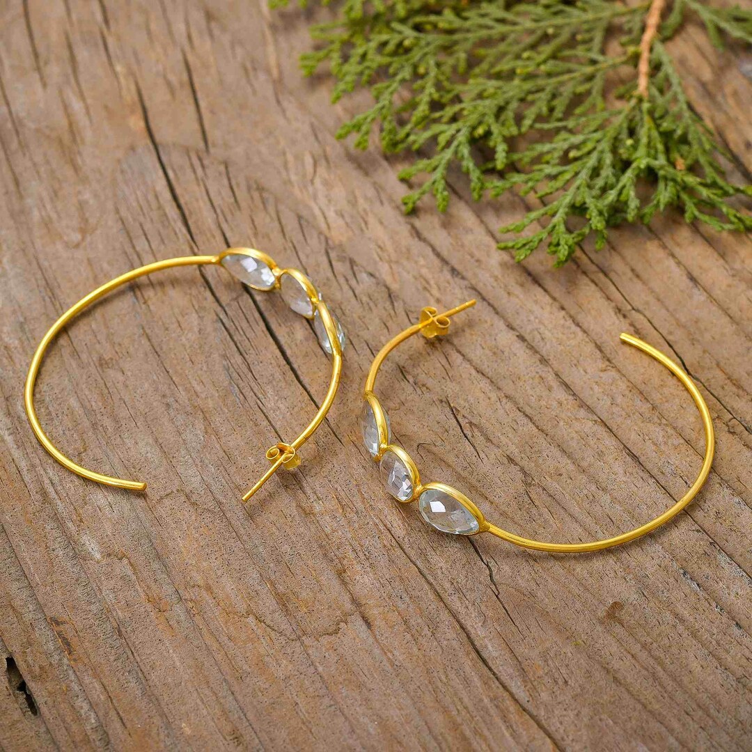 Crystal Clear Earring,hoop Circle Earring,semi Precious Stone Earring ...
