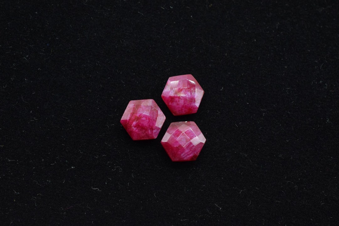 Natural Ruby Gemstone Hexagon Beads,genuine Ruby Briolette,ruby Faceted ...