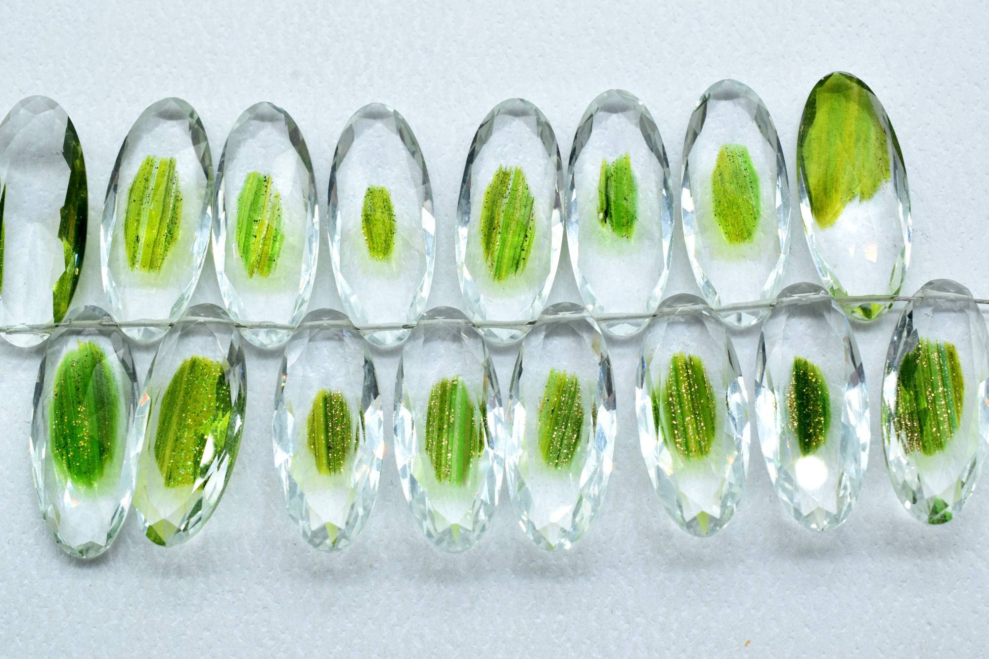 Green Crystal Doublet 9x21mm Long Oval Beadsjewelry Making - Etsy