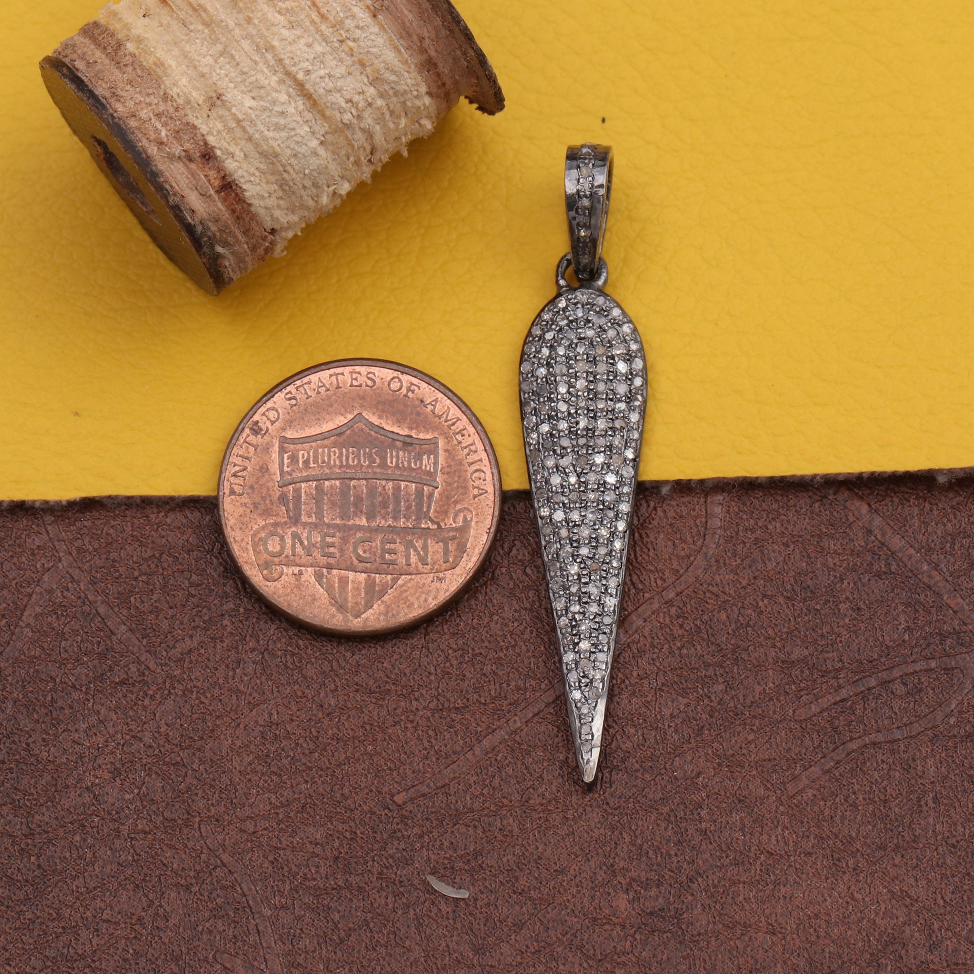 Pave Diamond Pendant Necklace Charms 925 Sterling Silver Pave - Etsy