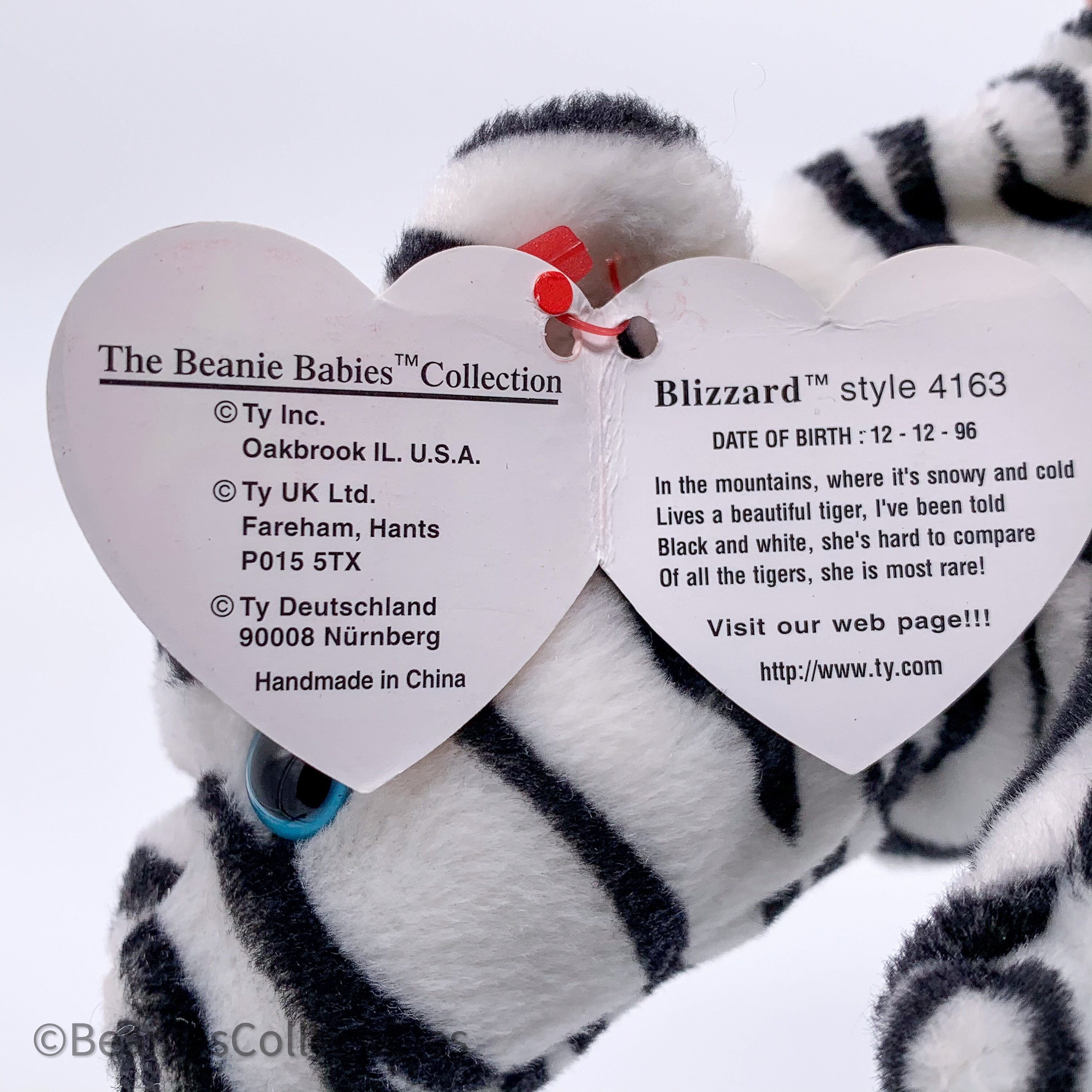 Ty Beanie Baby Babies Blizzard Snow Tiger 1996 P.V.C. Pellets | Etsy