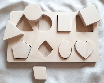 Wooden Shape Sorter With Shapes, Educational Toy for Toddlers, Cute ...