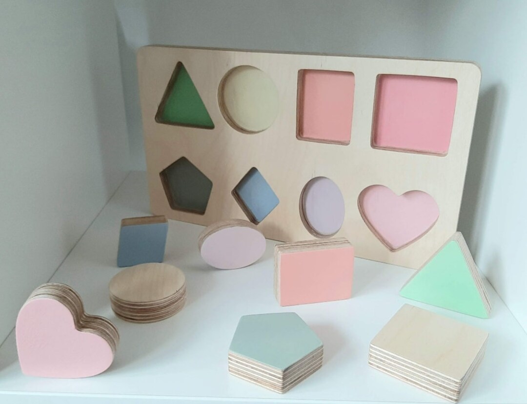 Pastel Wooden Shape Sorter Puzzle - Etsy