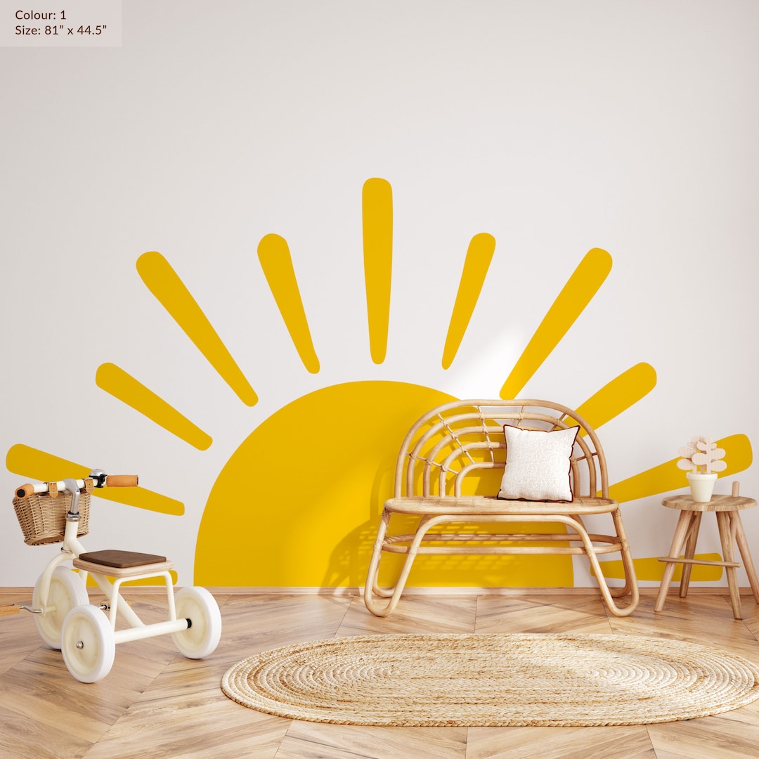 Sticker Mural Soleil - Grand Demi-Soleil pour Chambre Bébé | Décor ...