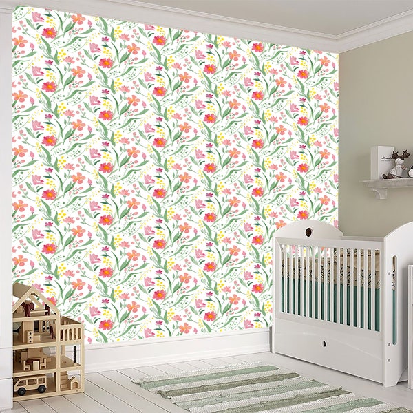 Whimsy Floral Wallpaper - Etsy