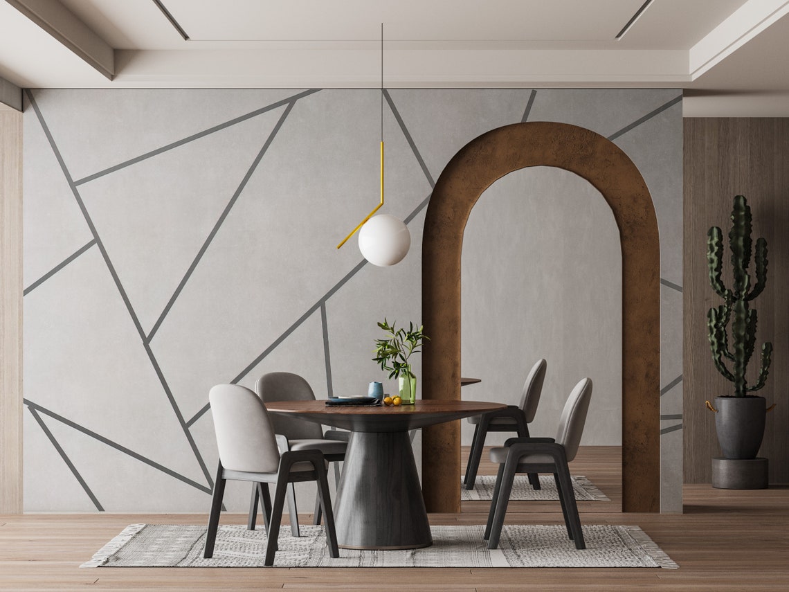 Gold Silver Wall Decal Geometric Line Wall Sticker Peel and - Etsy