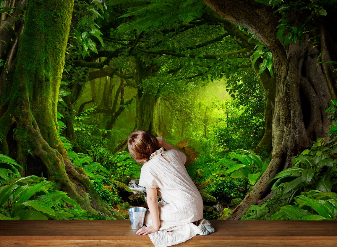 Fantasy Enchanted Magical Forest - Large Wall Mural, Self-adhesive ...