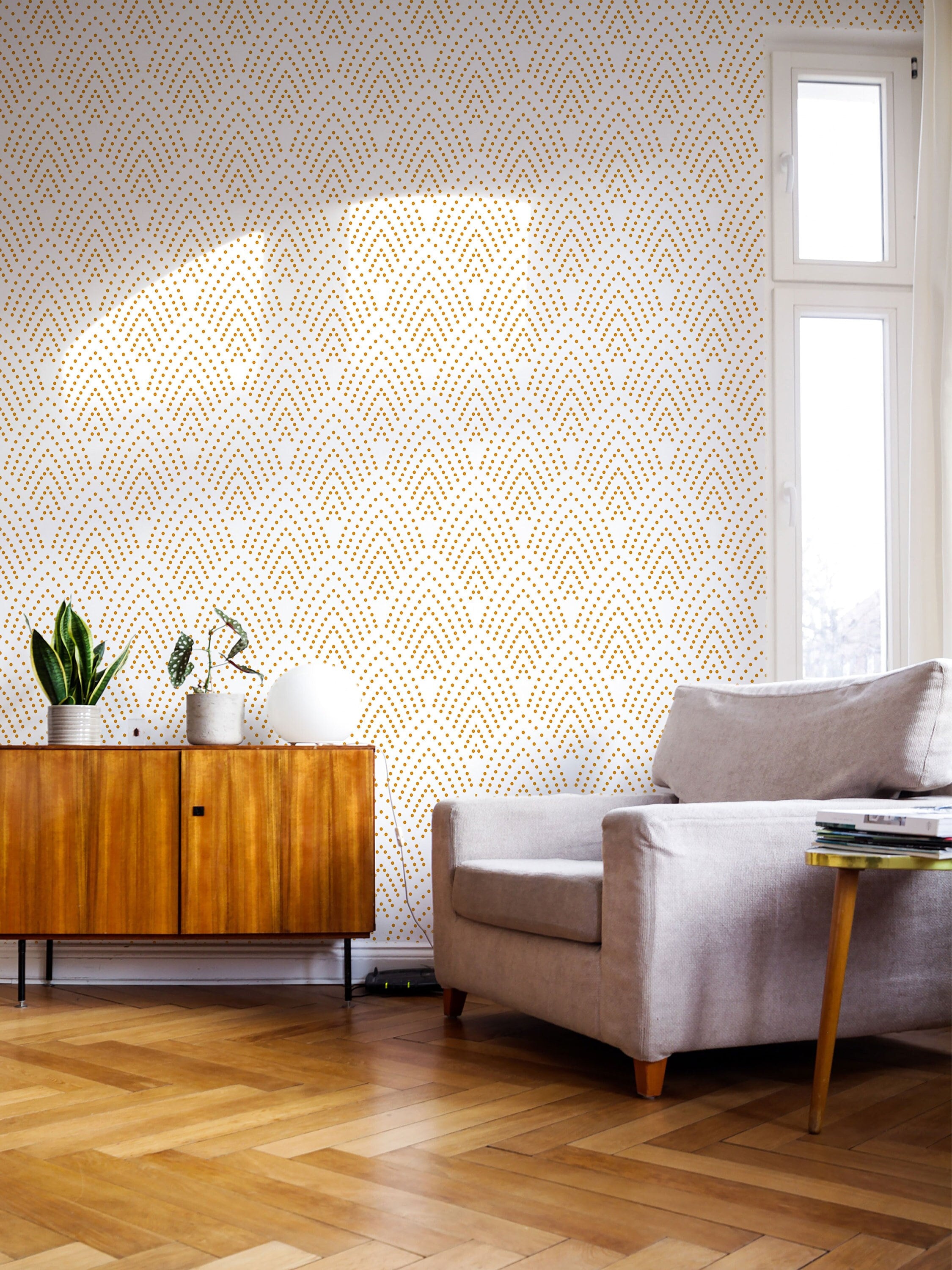 Modern Dining Room With Scandinavian Wallpaper