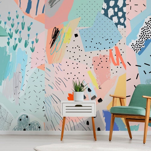 Line Art Peel and Stick Wallpaper Removable Wallpaper Wall - Etsy