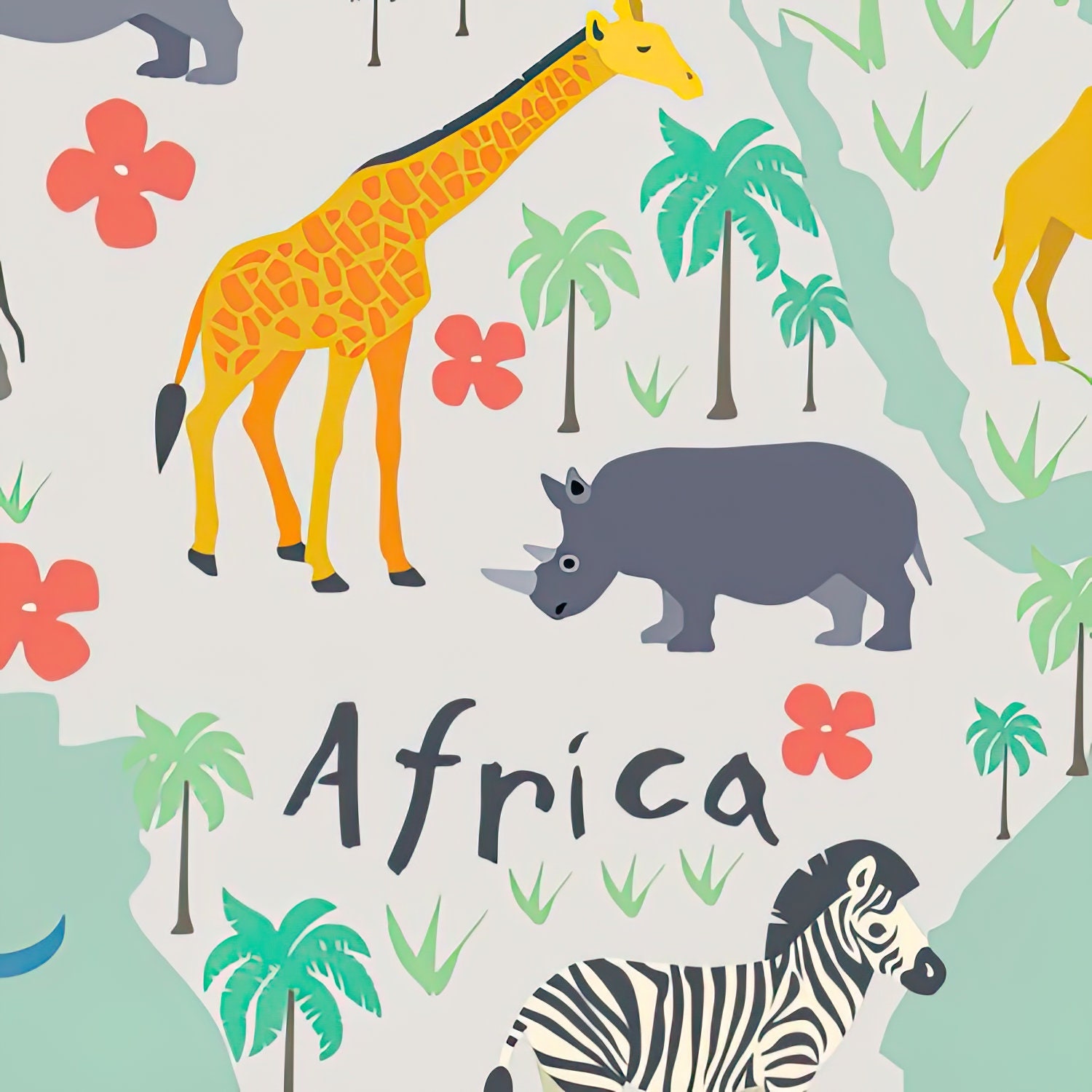 Giant Safari Kids Safari Map Wallpaper Mural Living Room - Etsy