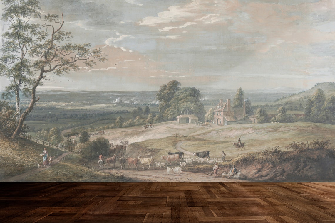 Rural Painting Wall Mural Removable or Traditional Wallpaper - Etsy