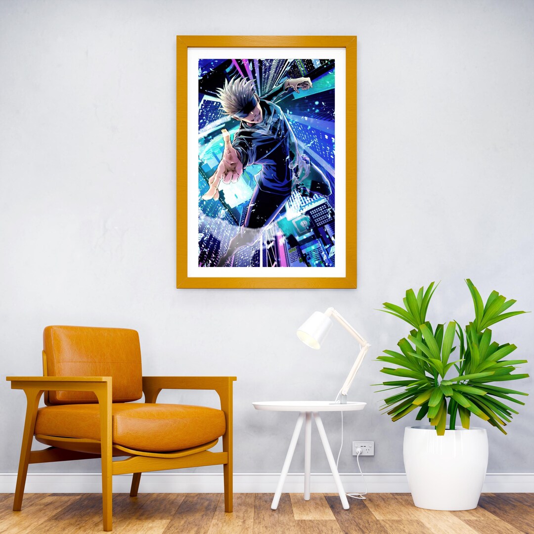 Jujutsu Kaisen Satoru Gojo Cityscape Poster, Japanese Art Poster ...