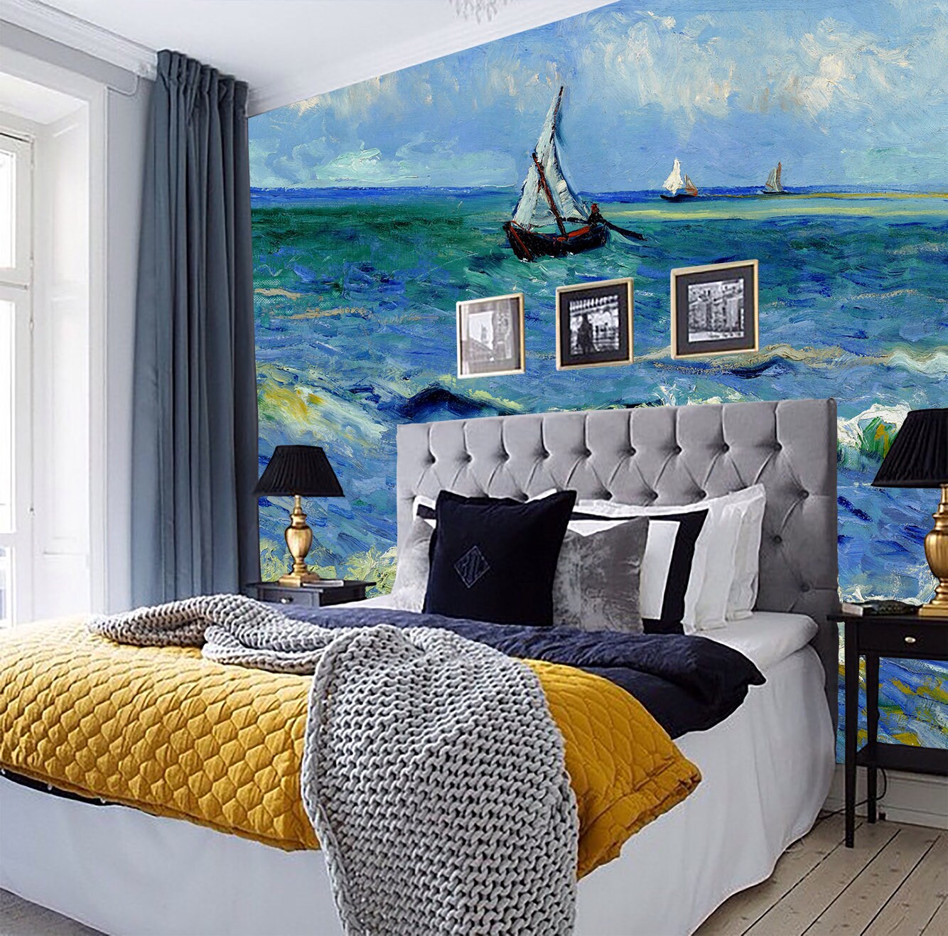 Seascape by Van Gogh Wallpaper Ocean Waves Wallpaper Coastal | Etsy