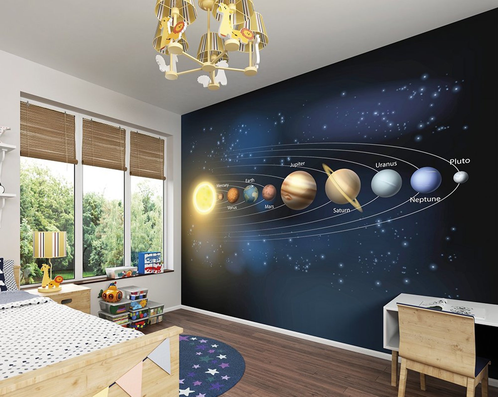 Planets Wall Mural Space Wallpaper Large Wall Mural Peel and | Etsy UK