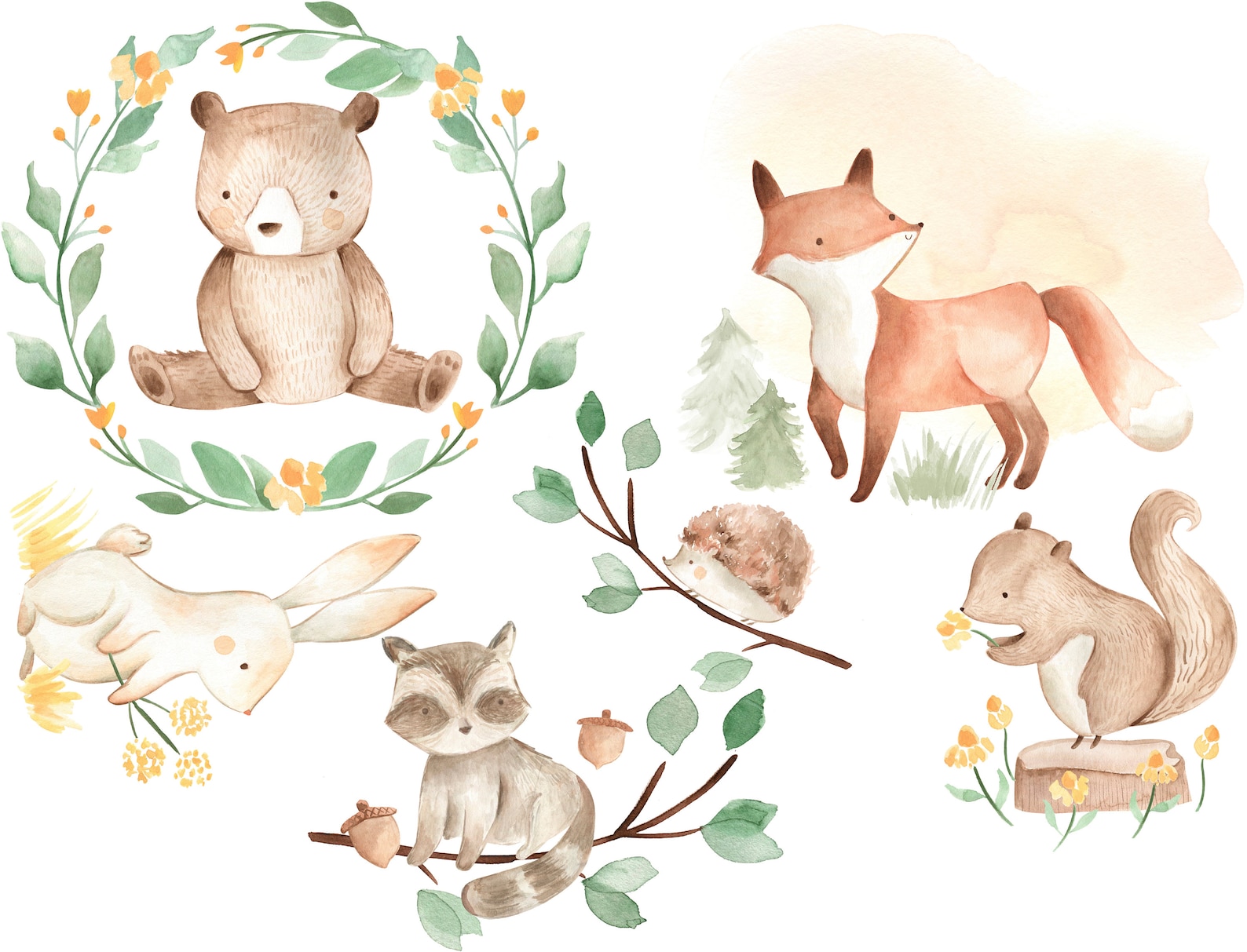 Forest Animals Nursery Wall Decal Sticker Woodland Animals - Etsy