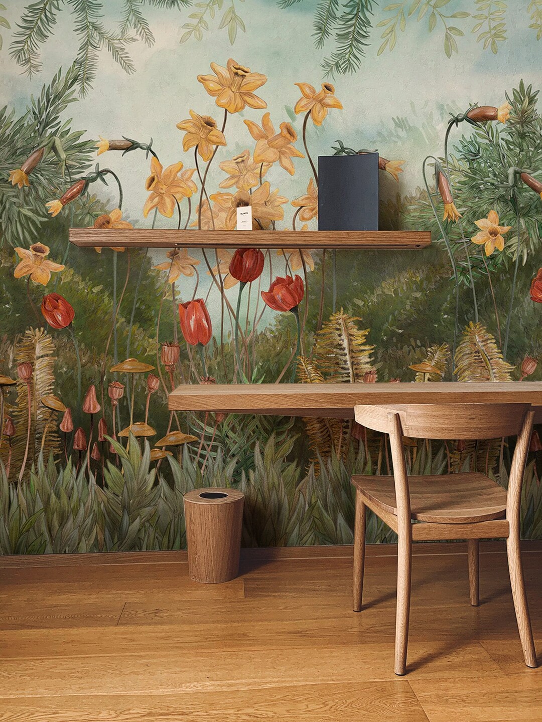 Garden Plants and Flowers Wallpaper, Wall Mural, Peel and Stick, Self ...