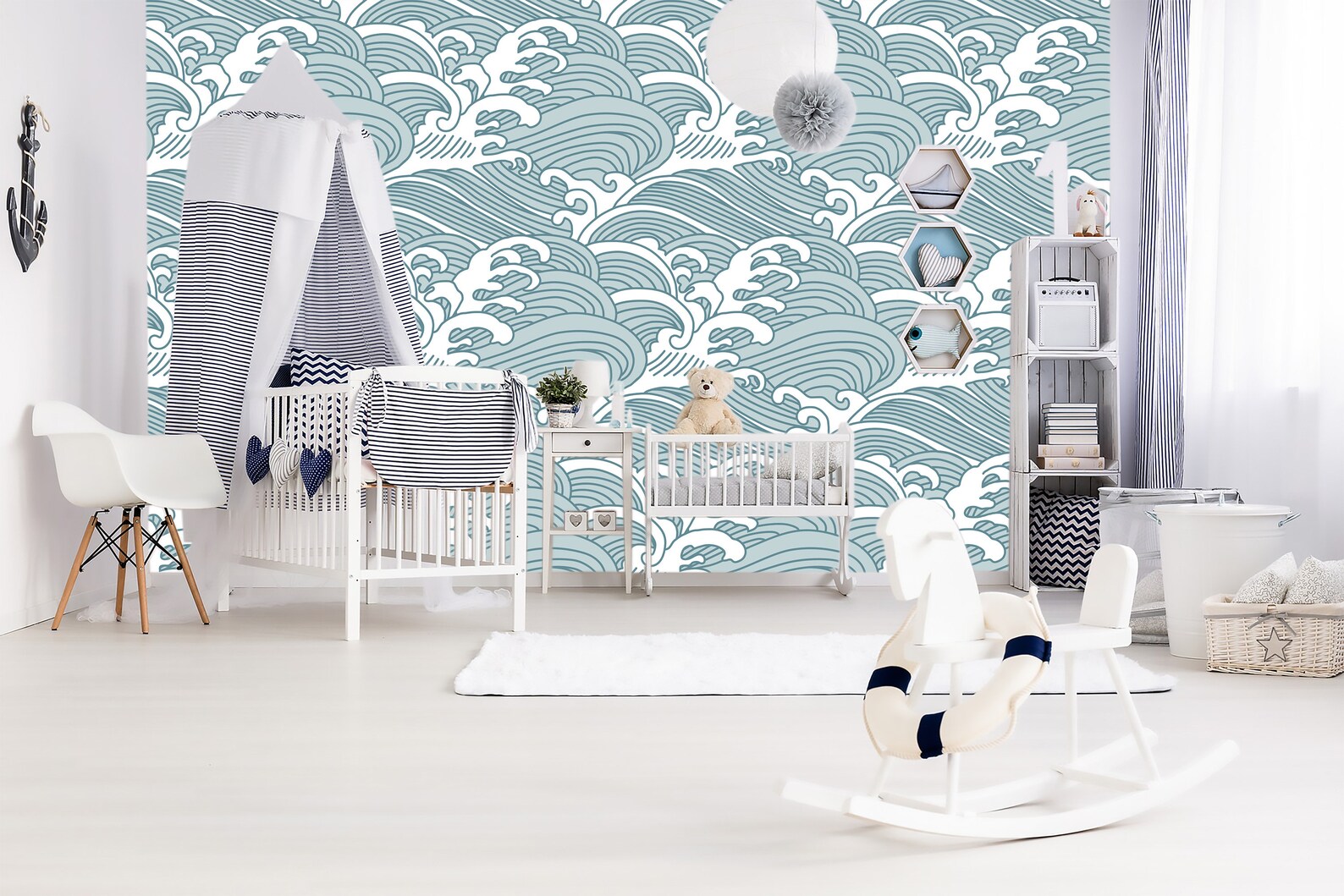 Traditional Chinese Wave Wall Mural , Removable Wallpaper, Self ...