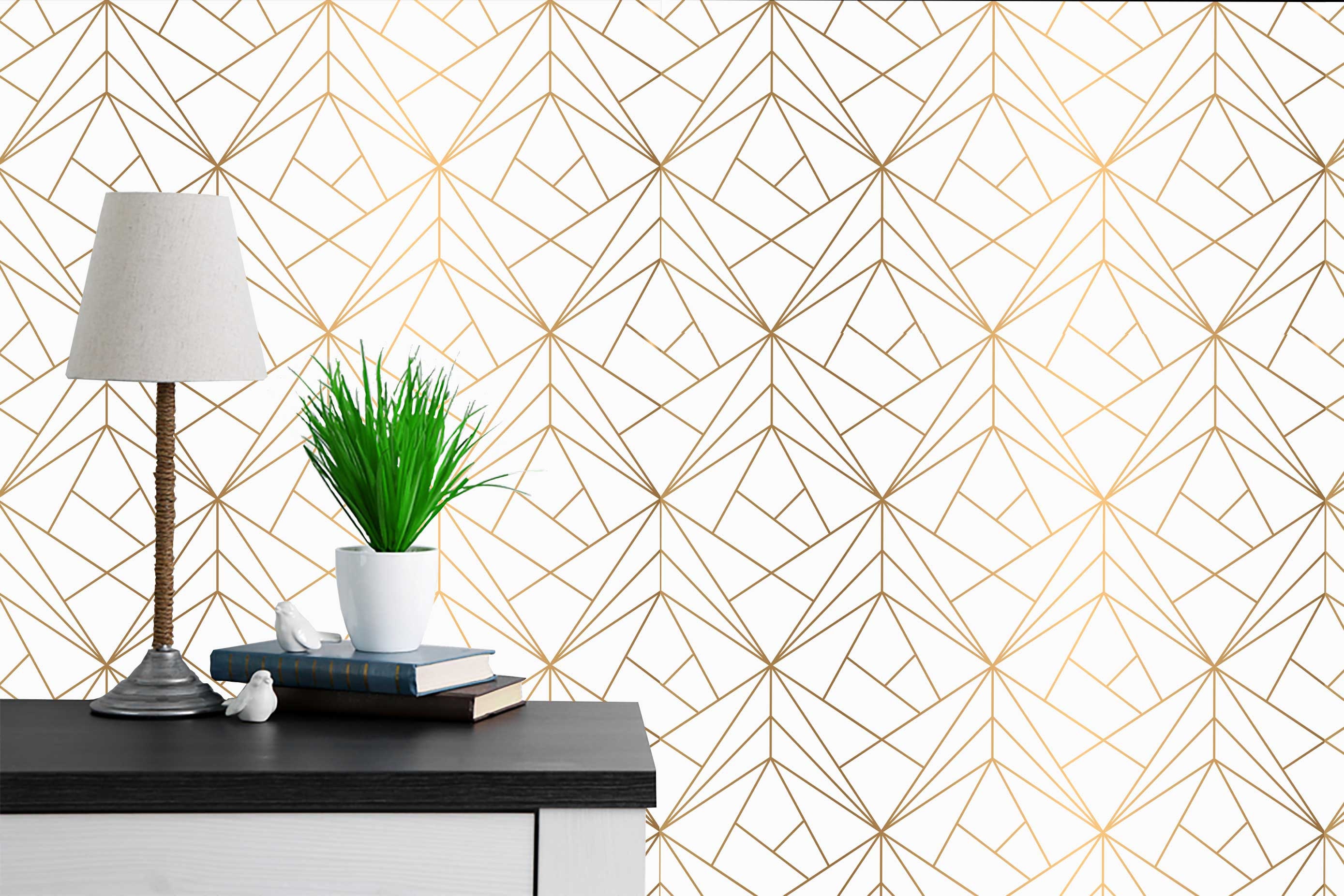 Gold Geometric Triangles Self Adhesive Removable Wallpaper - Etsy