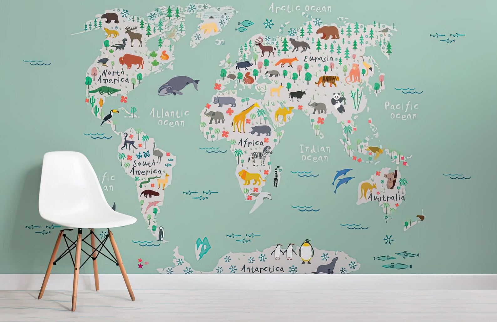 Giant Safari Kids Safari Map Wallpaper Mural Living Room | Etsy