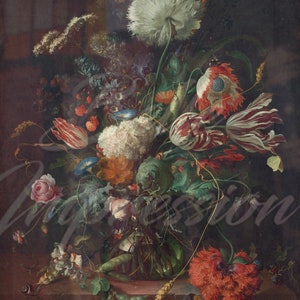Vase of Flowers by De Heem Wallpaper, Dark Floral Peel and Stick ...