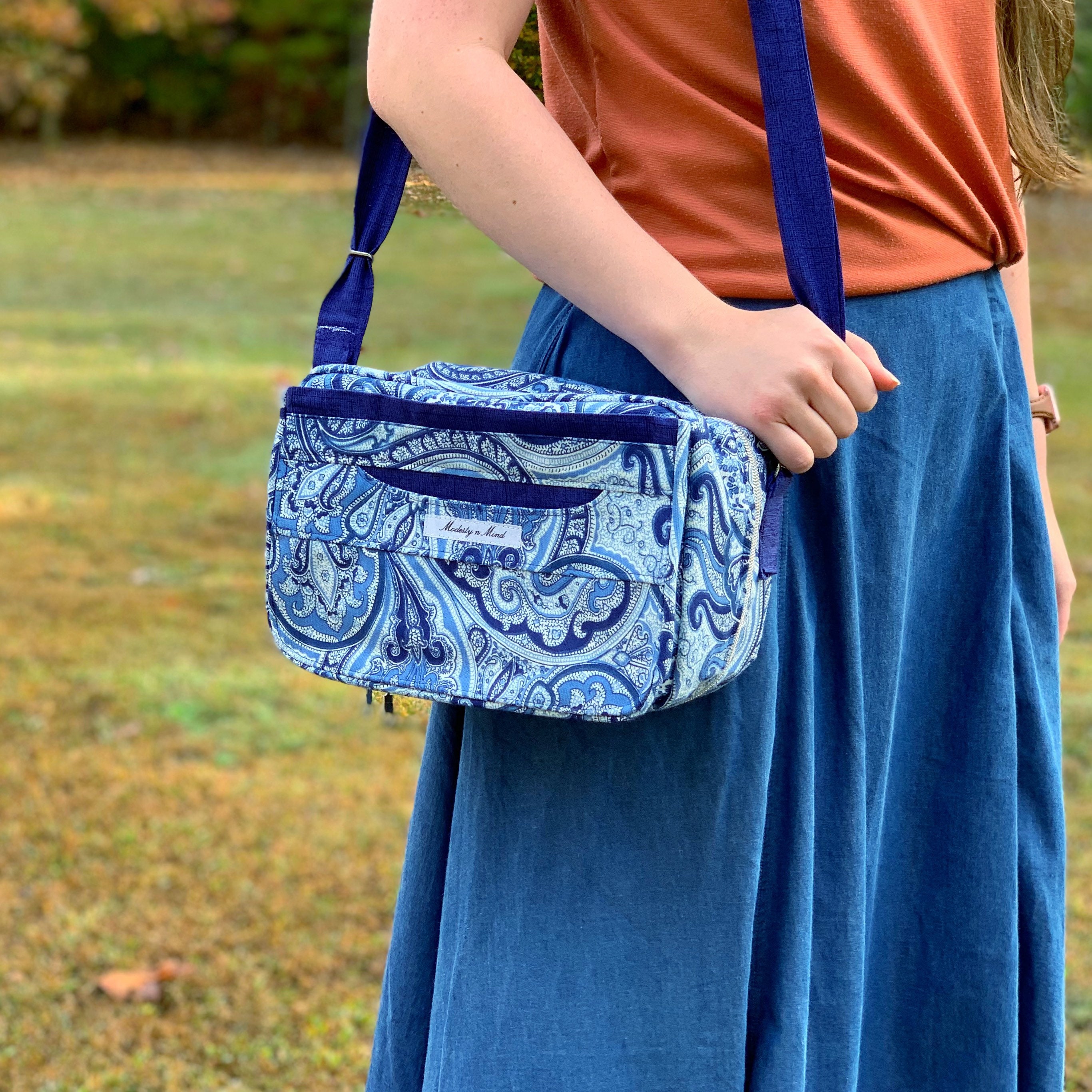Custom Sewn Blue Bible Bag for Women, Made to Fit 1 or 2 Books for ...