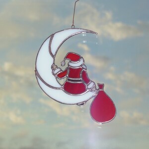 Santa Claus on the Moon Idea for Christmas Gift Original Art Stained ...
