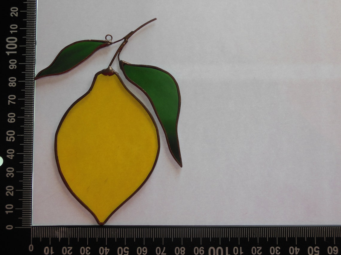 Lemon Stained Glass Window Suspension Suncatcher texture W - Etsy
