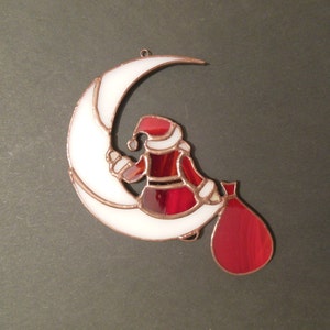 Santa Claus on the Moon Idea for Christmas Gift Original Art Stained ...