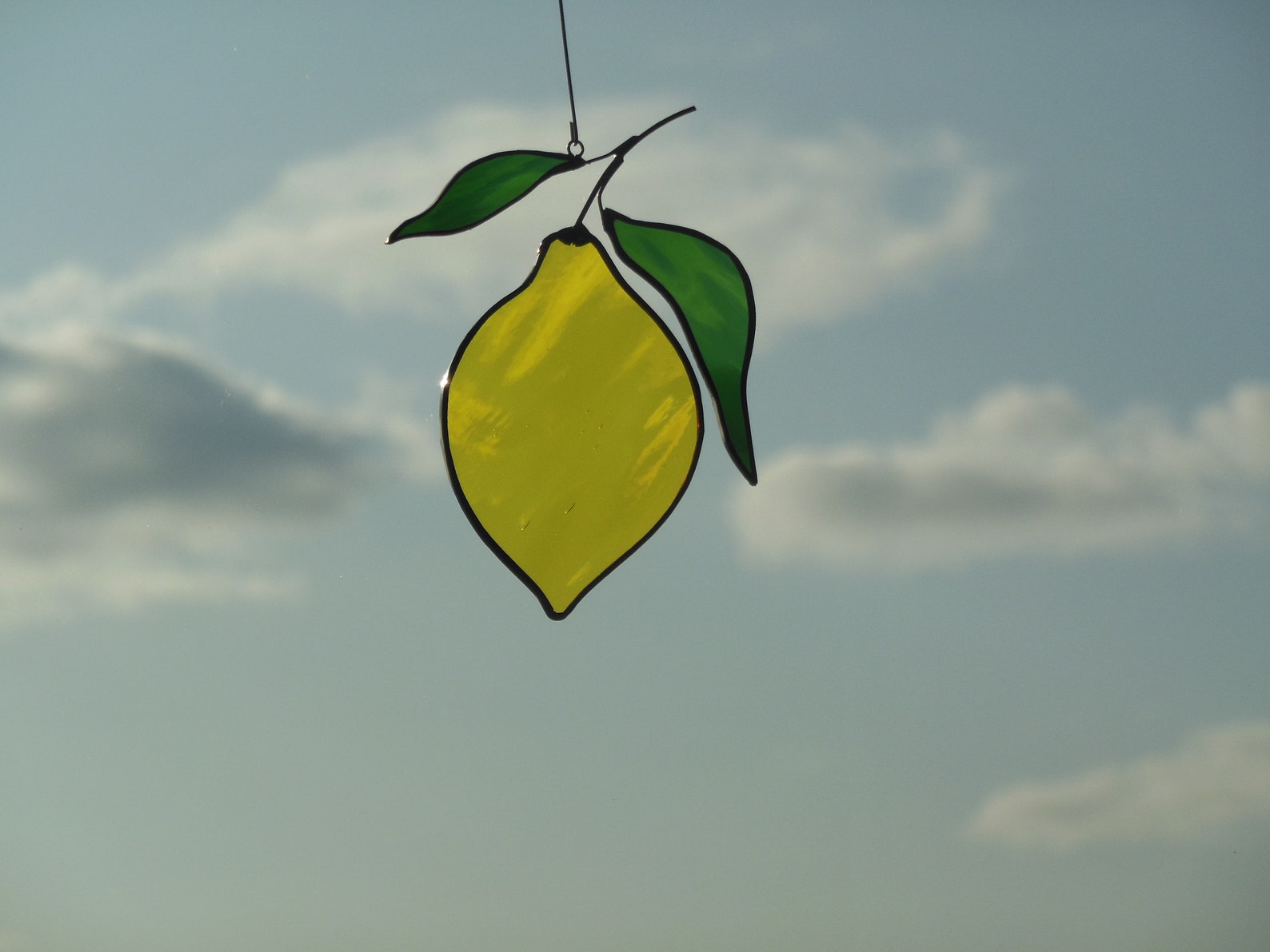 Lemon stained glass window suspension Suncatcher texture W | Etsy