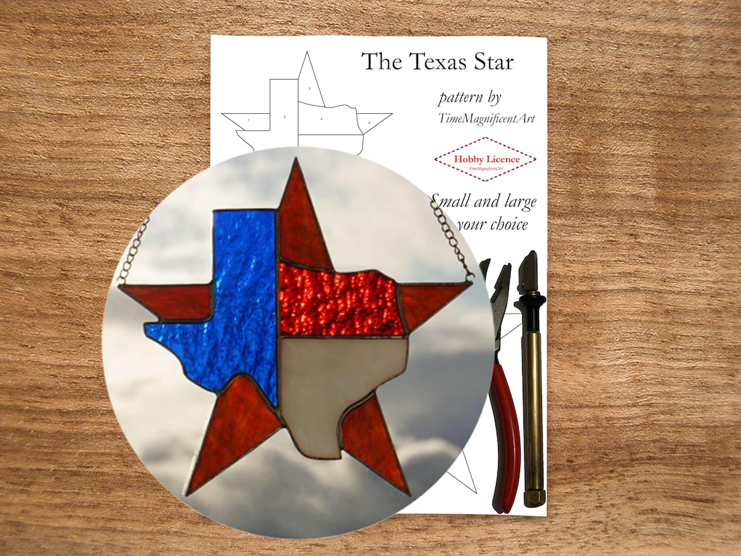 Stained Glass Suncatcher Pattern - the Texas Star Template , Digital ...