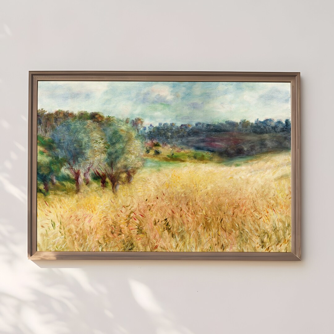Renoir - Wheat Field, French Impressionism, Original Antique Painting ...