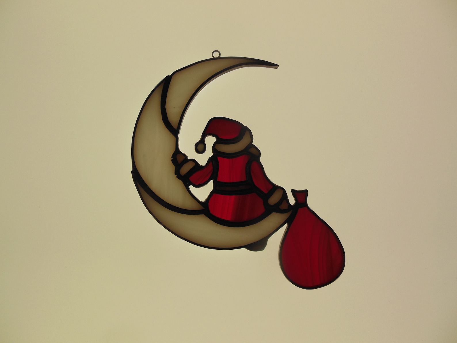 Santa Claus on the Moon Idea for Christmas Gift Original Art Stained ...