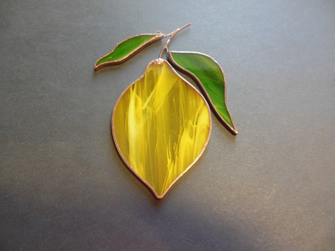 Yellow Lemon . Art Stained Glass Window Hanging Suncatcher (texture S ...