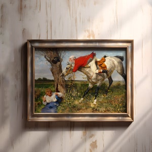 Carl Rudolf Huber A Chance Encounter, Humorous Antique Oil Painting ...