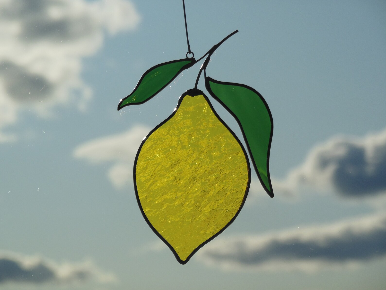 Lemon stained glass window hanging Suncatcher texture RR | Etsy