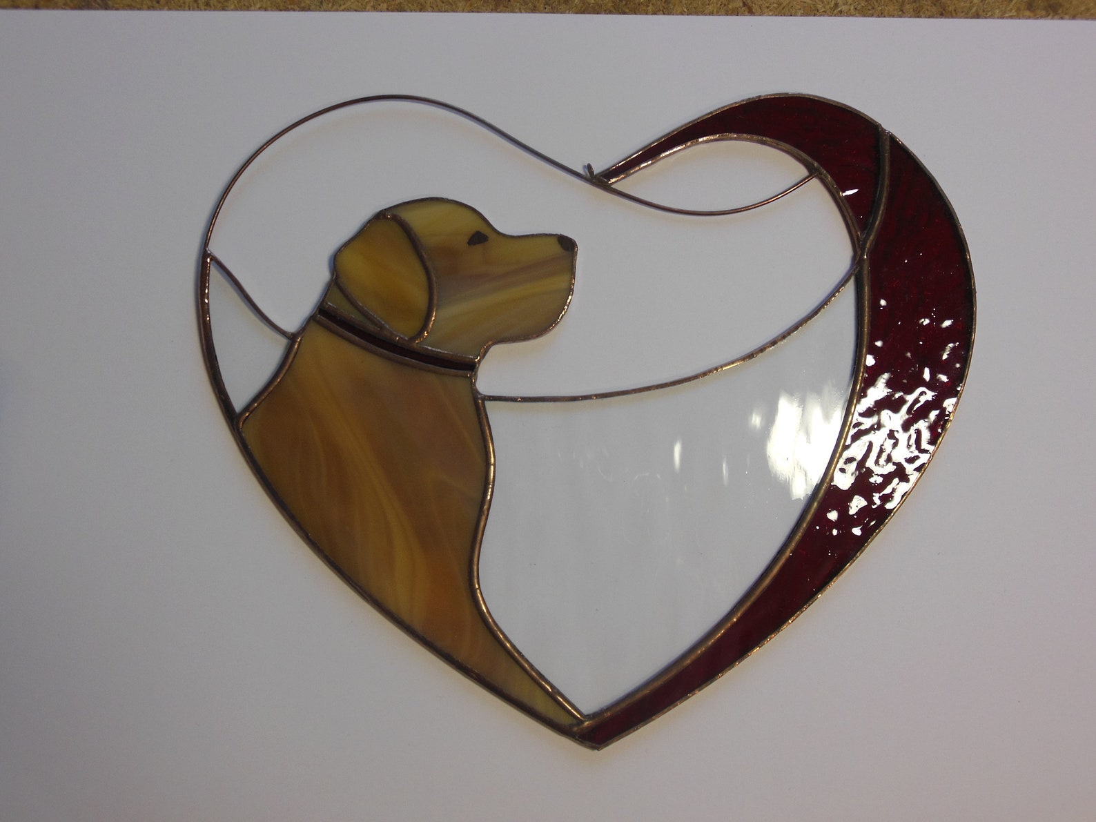 Dog Golden Retriever Labrador in Red Heart . Art Stained Glass | Etsy