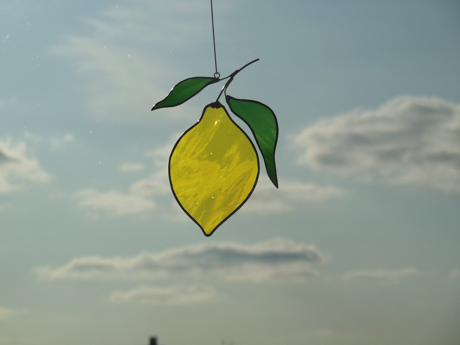 Lemon stained glass window suspension Suncatcher texture W | Etsy