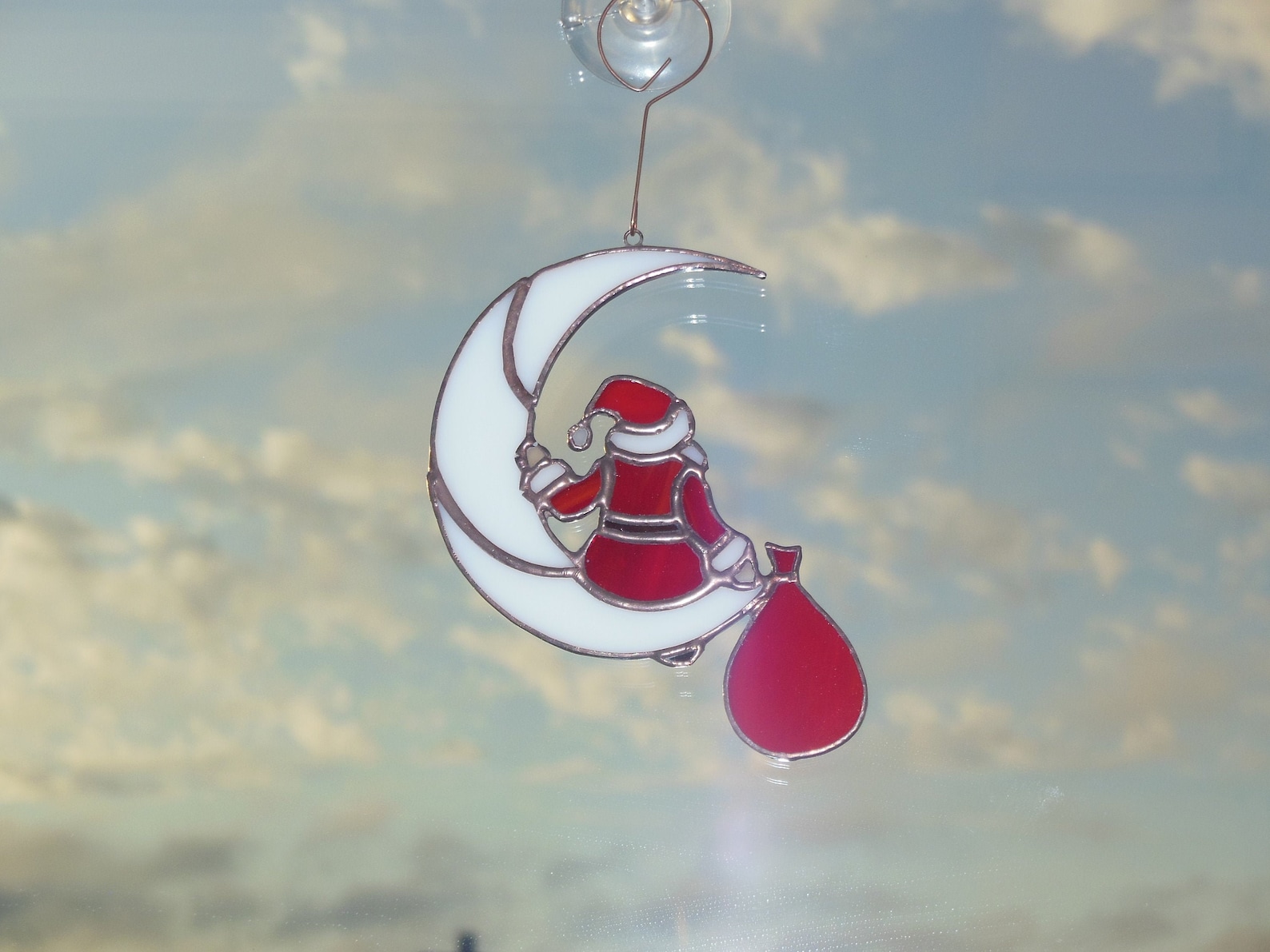 Santa Claus on the Moon Idea for Christmas Gift Original Art Stained ...