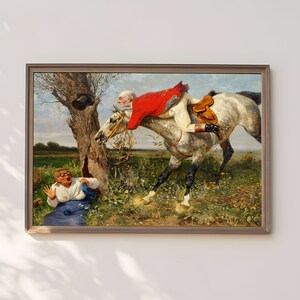 Carl Rudolf Huber A Chance Encounter, Humorous Antique Oil Painting ...